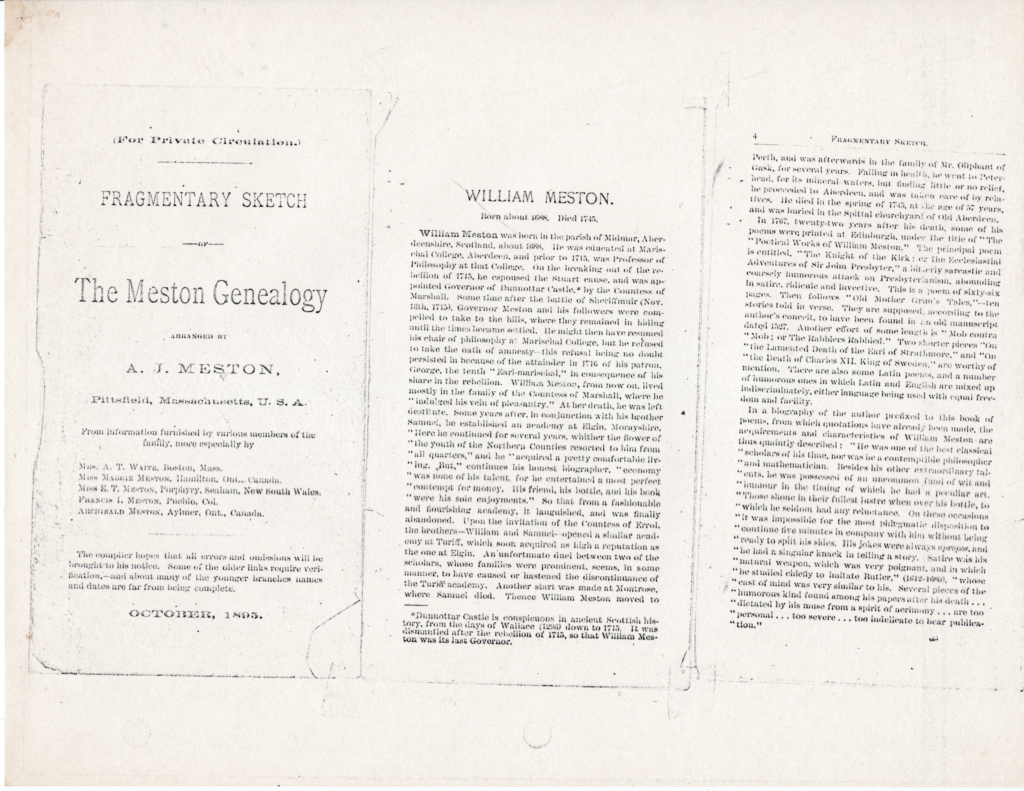 Fragmentary Sketch – The Meston Genealogy | MestonClan